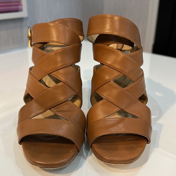 MICHAEL Michael Kors | Shoes | Michael Kors Tan Leather Strappy Sandal ...